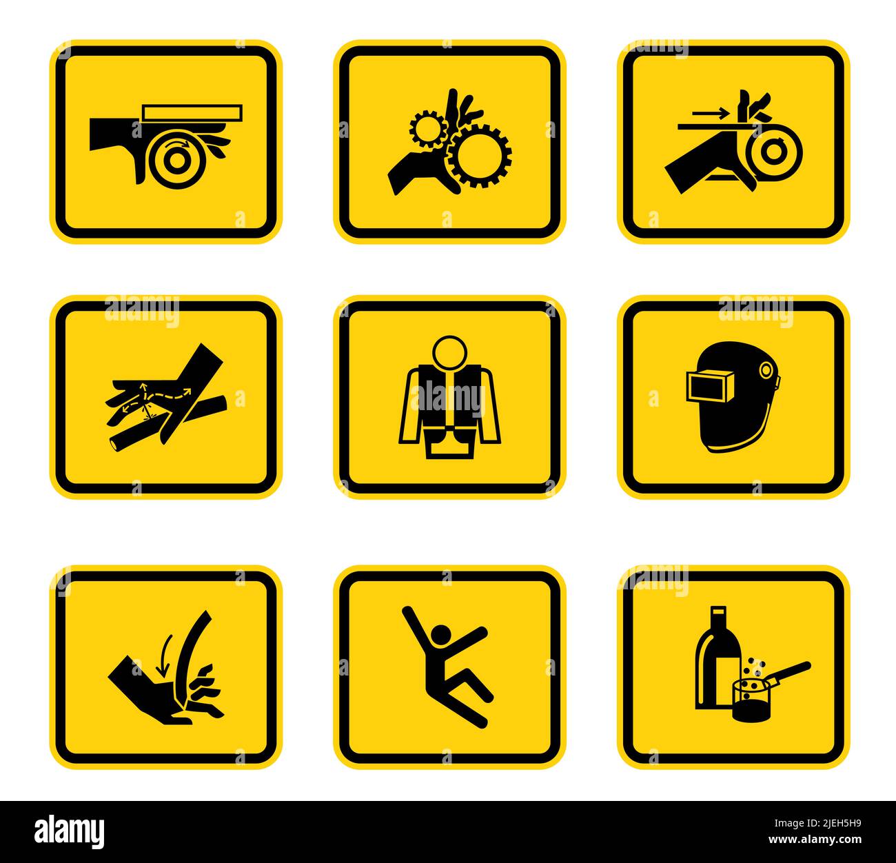 Warning Hazard Symbols labels Sign Isolated on White Background,Vector ...