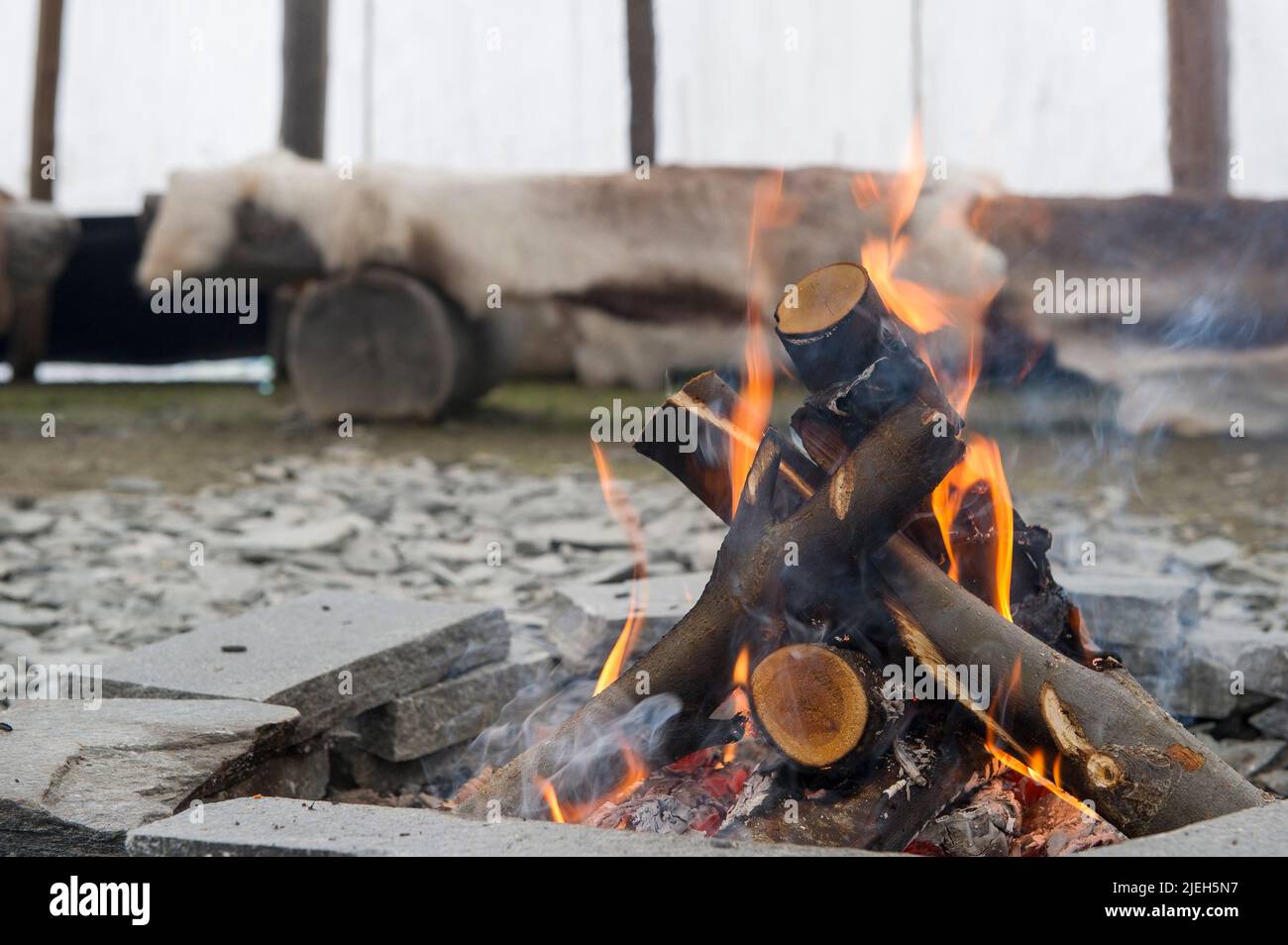 Bonfire Inside a Tipi Tent in Norway, with a Bonfire Stock Photo - Alamy