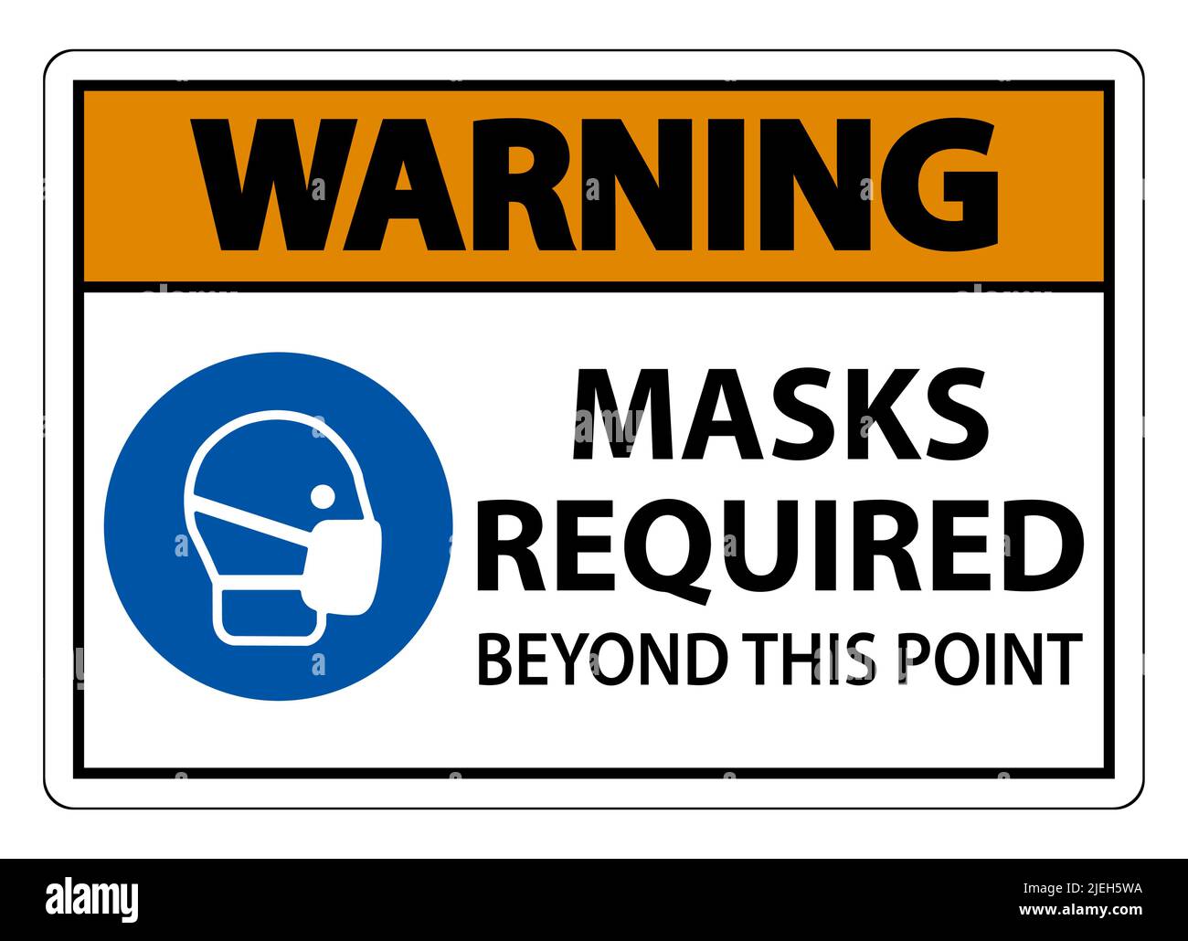 Warning Masks Required Beyond This Point Sign Isolate On White ...