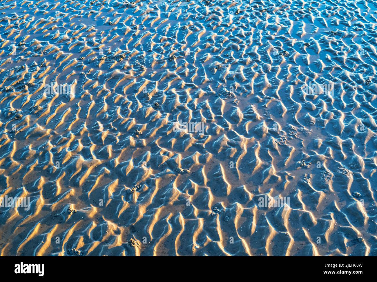Water sand pattern in sunset light on Southerness Beach, Dumfries and ...