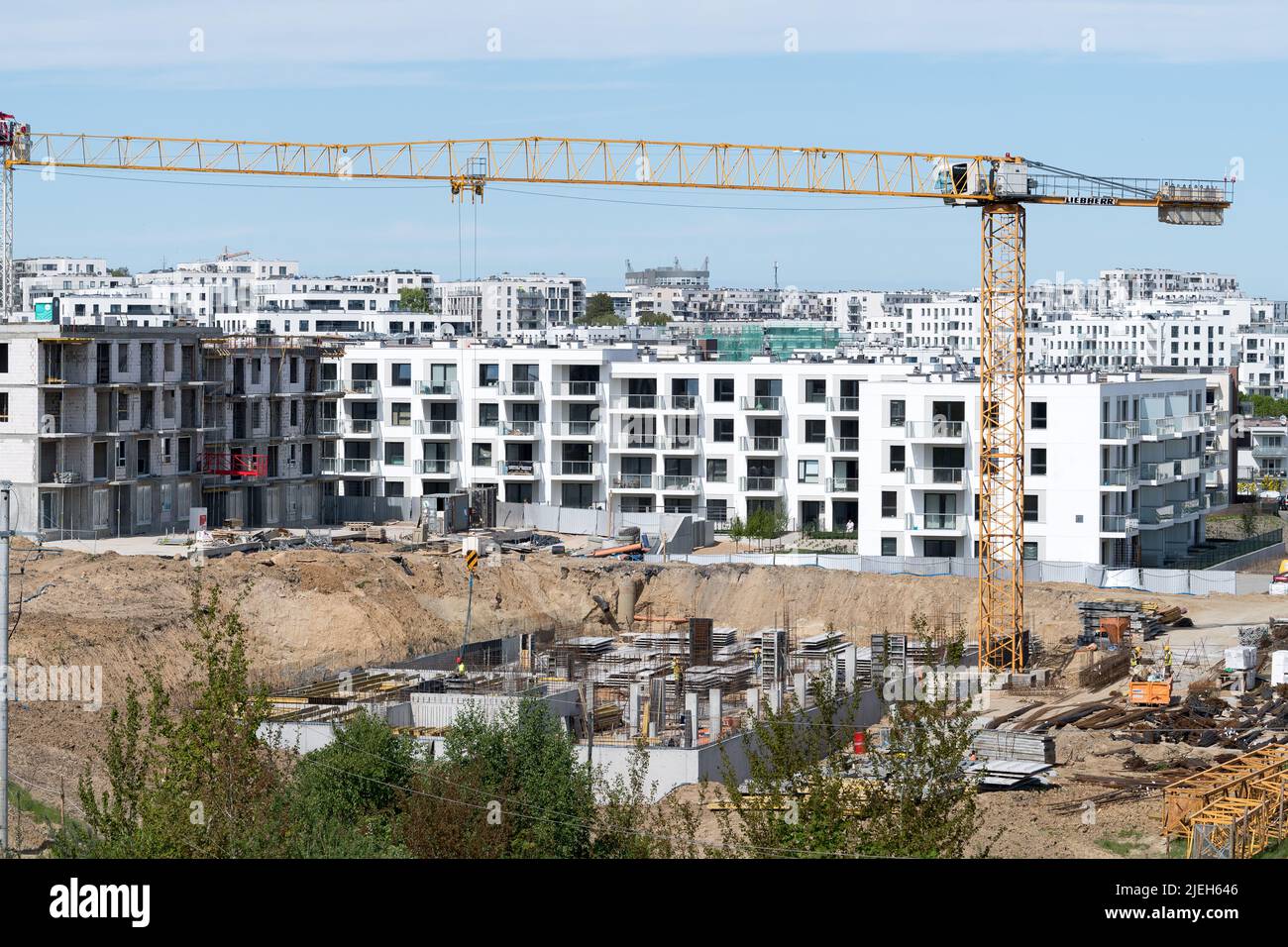 Construction site of multifamily residential in Gdansk, Poland ...