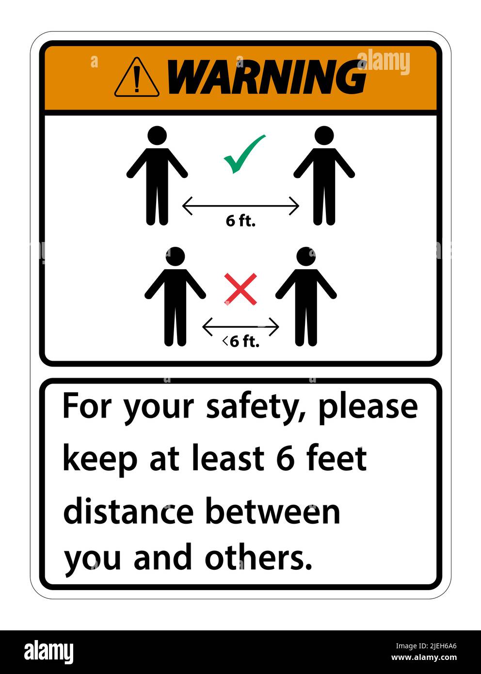 Warning Keep 6 Feet Distance,For your safety,please keep at least 6 ...