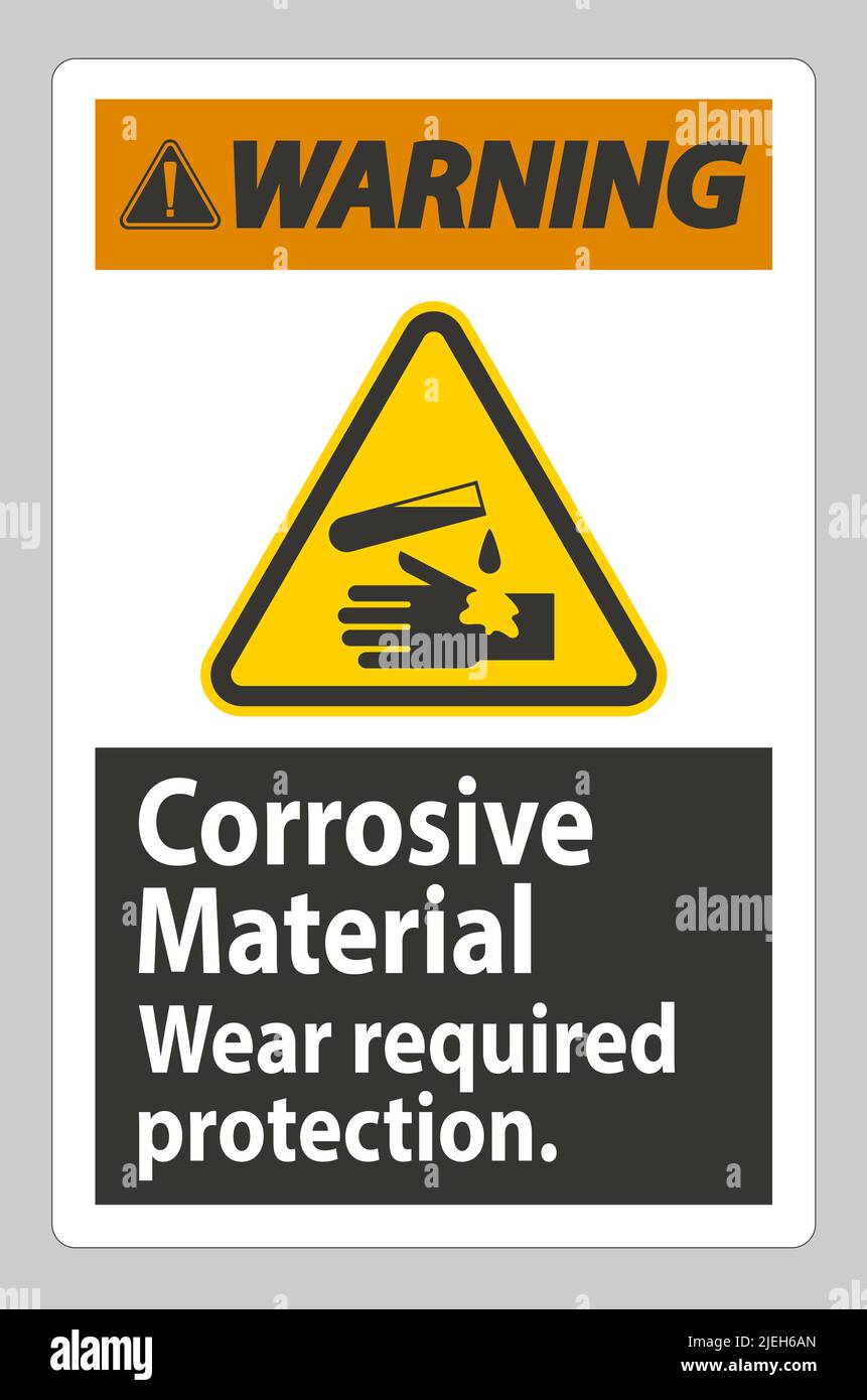 Warning Sign Corrosive Materials,Wear Required Protection Stock Vector ...
