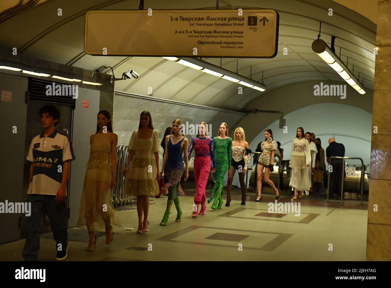 Moscow. Models during display of collections of clothes of young ...