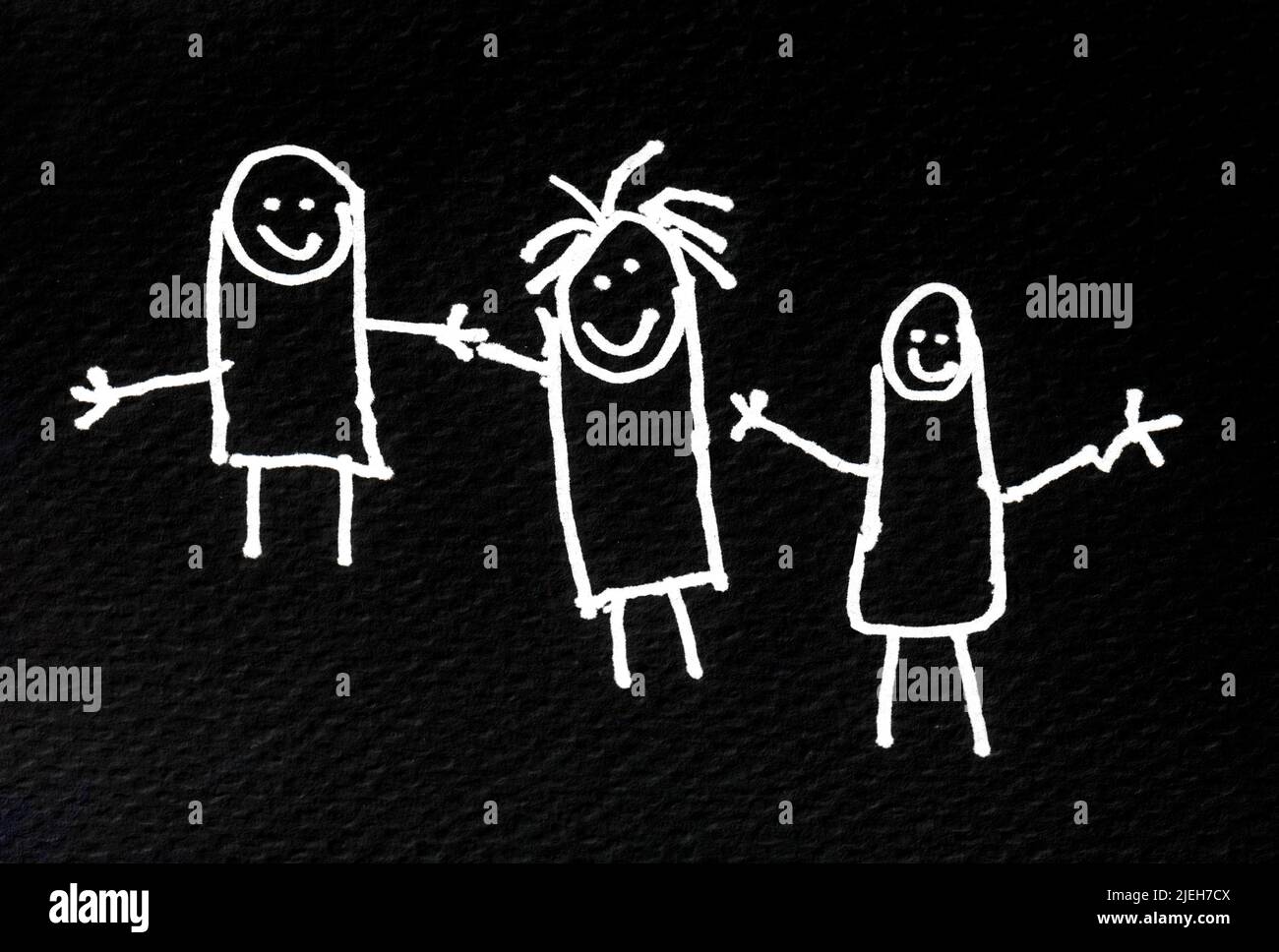 Hand Drawing Photo of a People Holding Hands. Black and White Hand ...