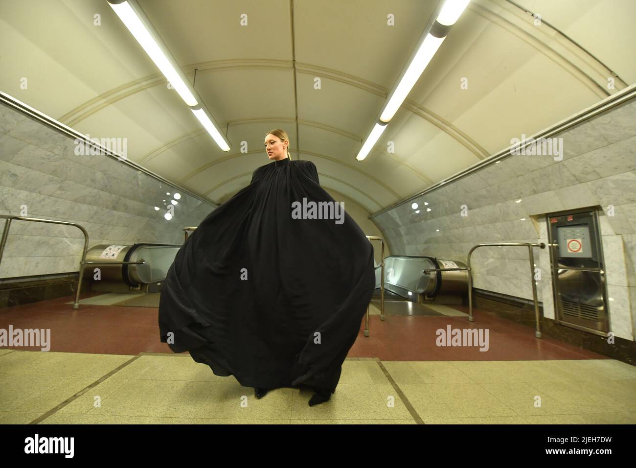 Moscow. The model Maria Minogarova during display of collections of ...