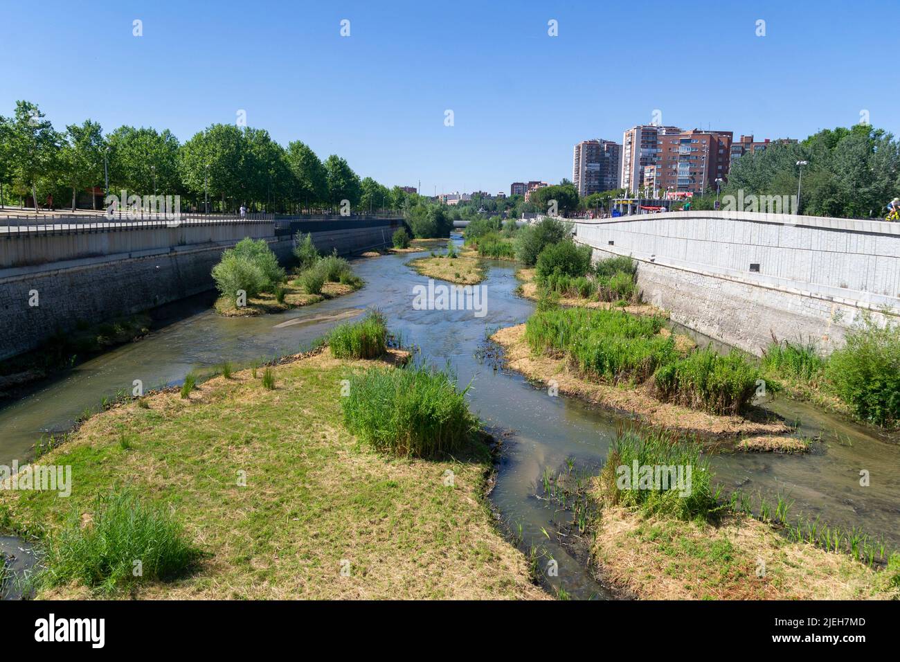 Madrid Rio Park. Views of the Madrid Río park next to the Manzanares ...