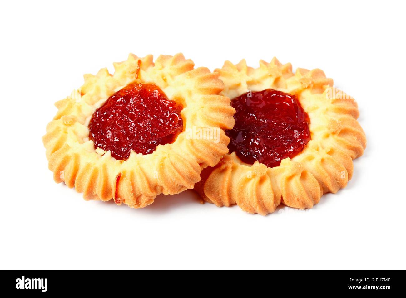 Shortbread cookies with jam close-up isolated on white Stock Photo - Alamy