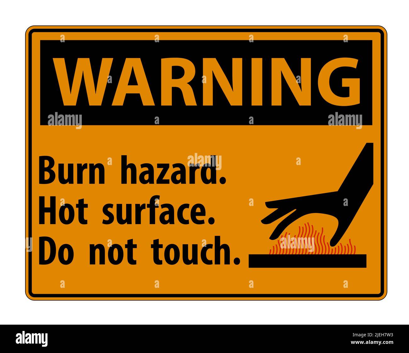 Warning Burn hazard,Hot surface,Do not touch Symbol Sign Isolate on ...