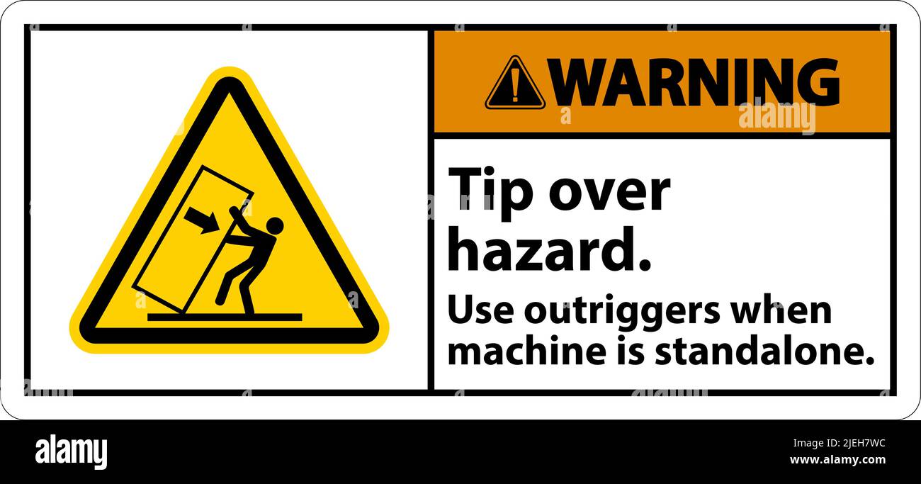Warning Tip Over Hazard Use Outriggers Label On White Background Stock ...