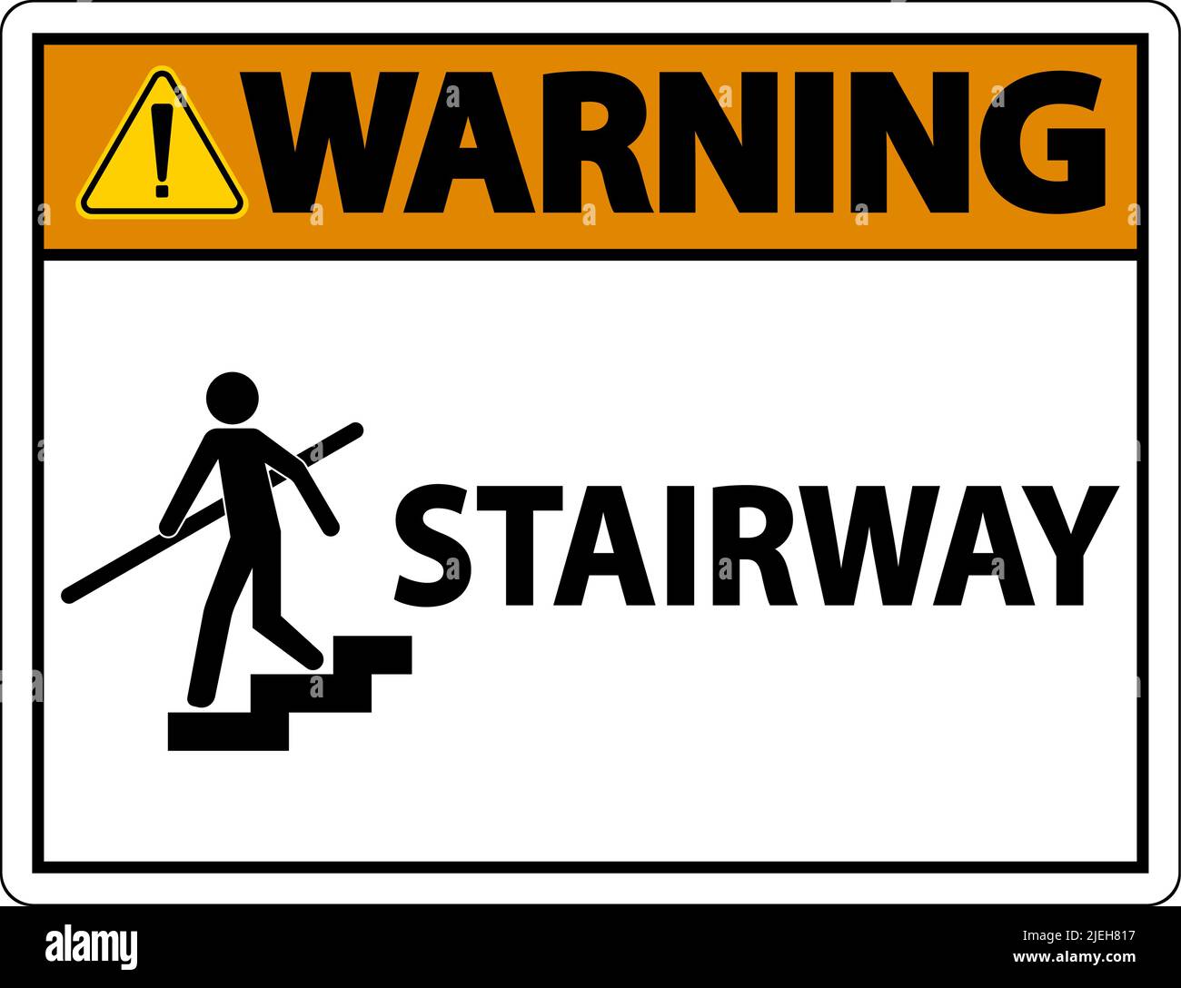 Warning Stairway Sign On White Background Stock Vector Image & Art - Alamy
