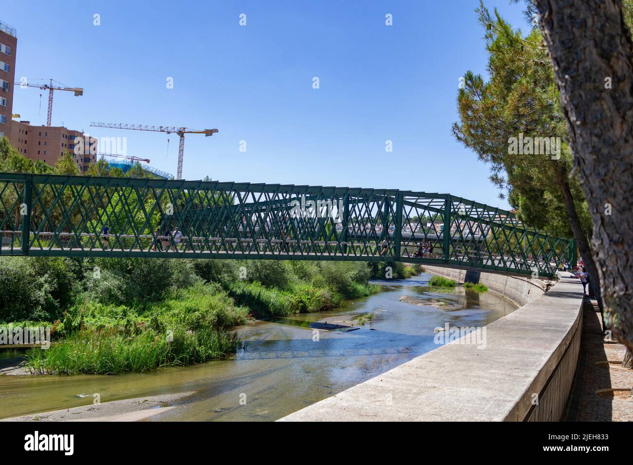 Madrid Rio Park. Views of the Madrid Río park next to the Manzanares ...