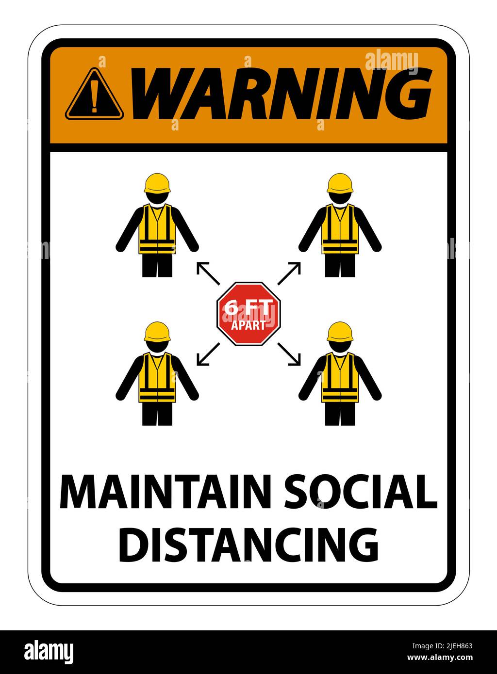 Warning Maintain social distancing, stay 6ft apart sign,coronavirus ...