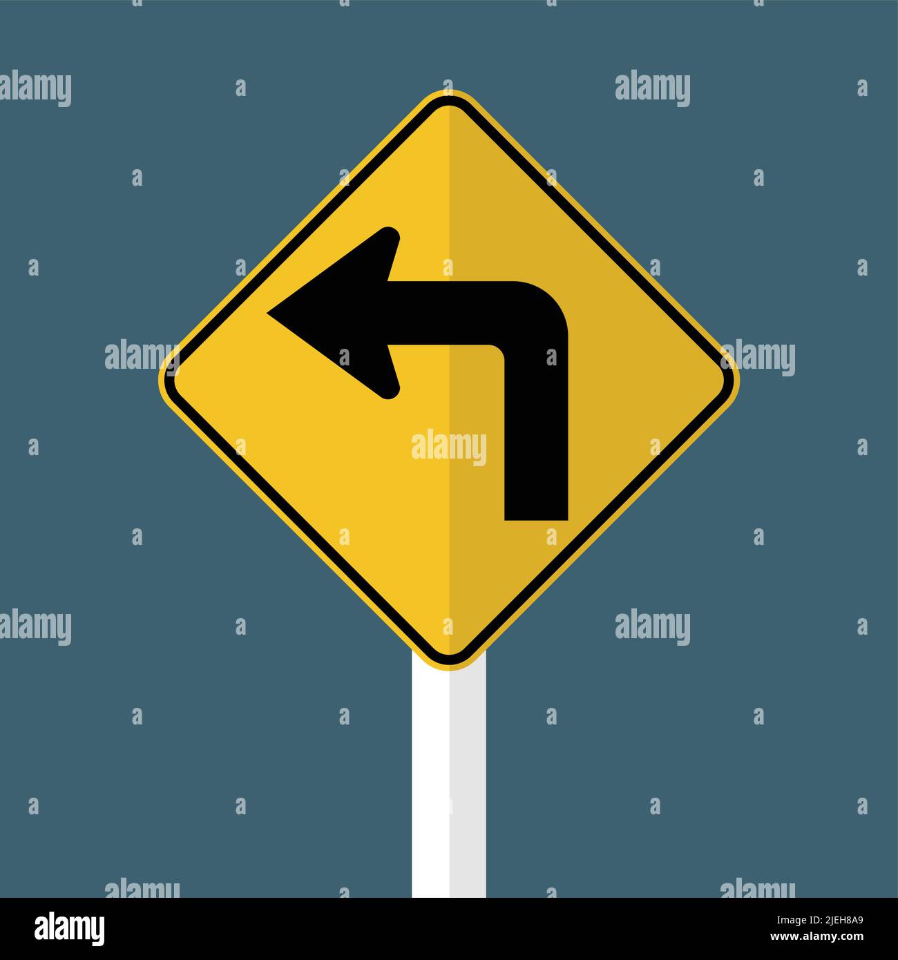 Left turn ahead traffic sign,vector illustration Stock Vector Image & Art - Alamy