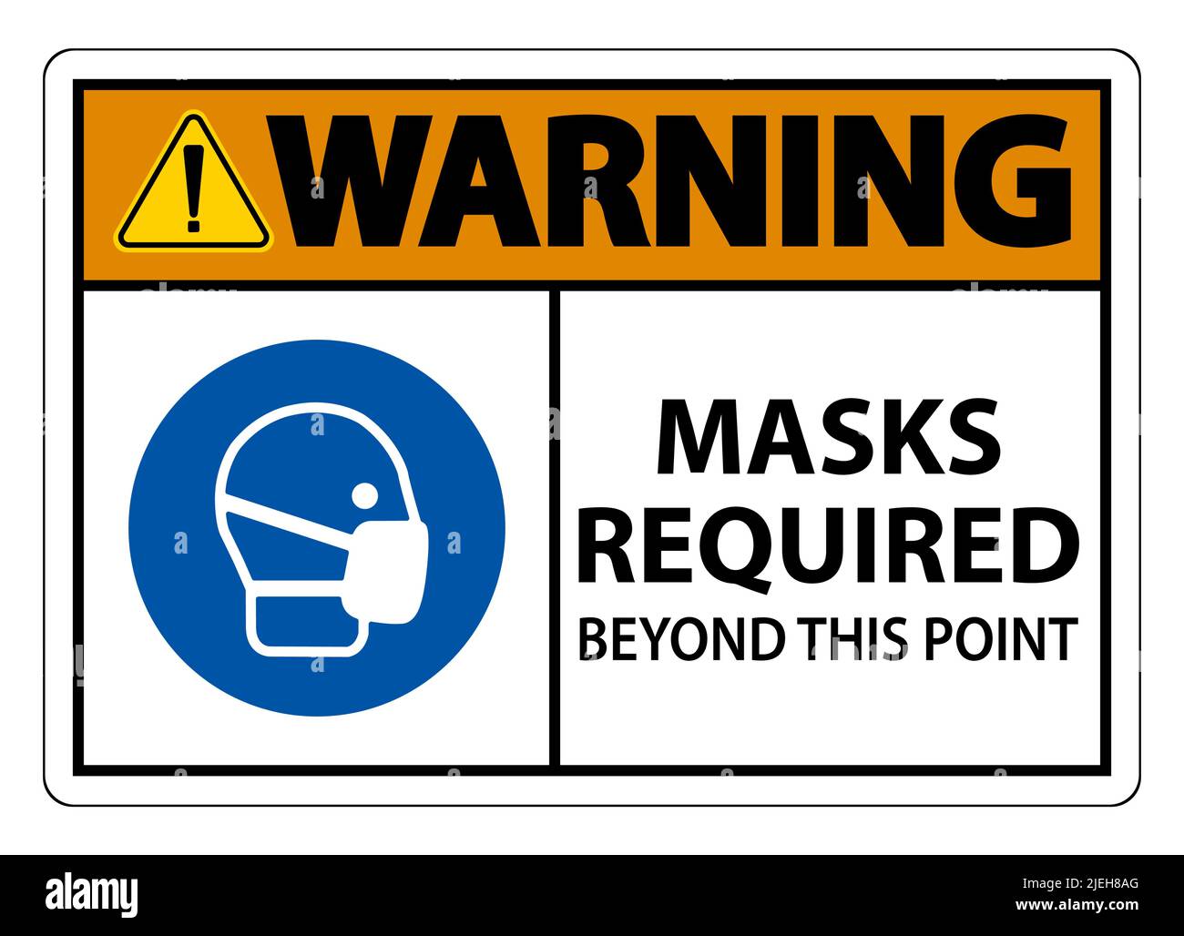 Warning Masks Required Beyond This Point Sign Isolate On White ...
