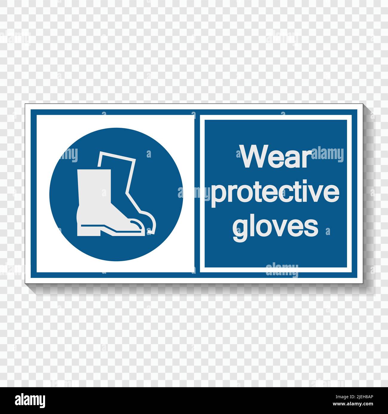 Symbol Wear protective footwear sign label on transparent background ...