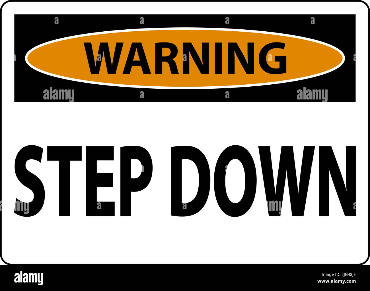 Warning Step Down Sign On White Background Stock Vector Image & Art - Alamy
