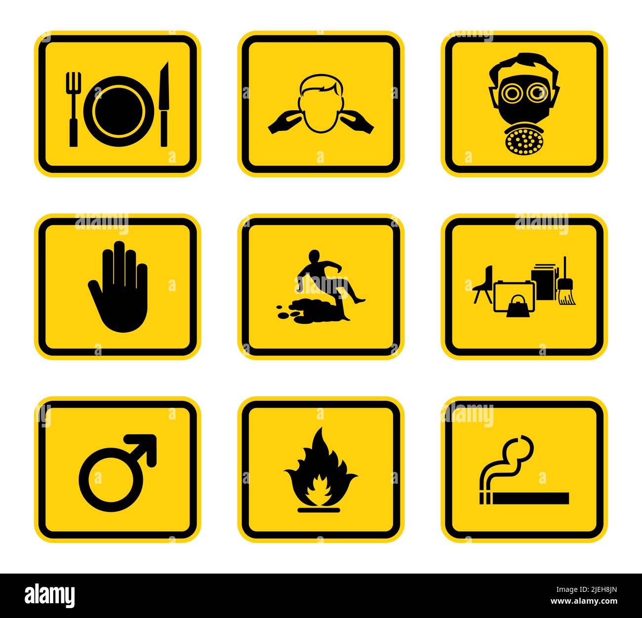 Warning Hazard Symbols labels Sign Isolated on White Background,Vector ...