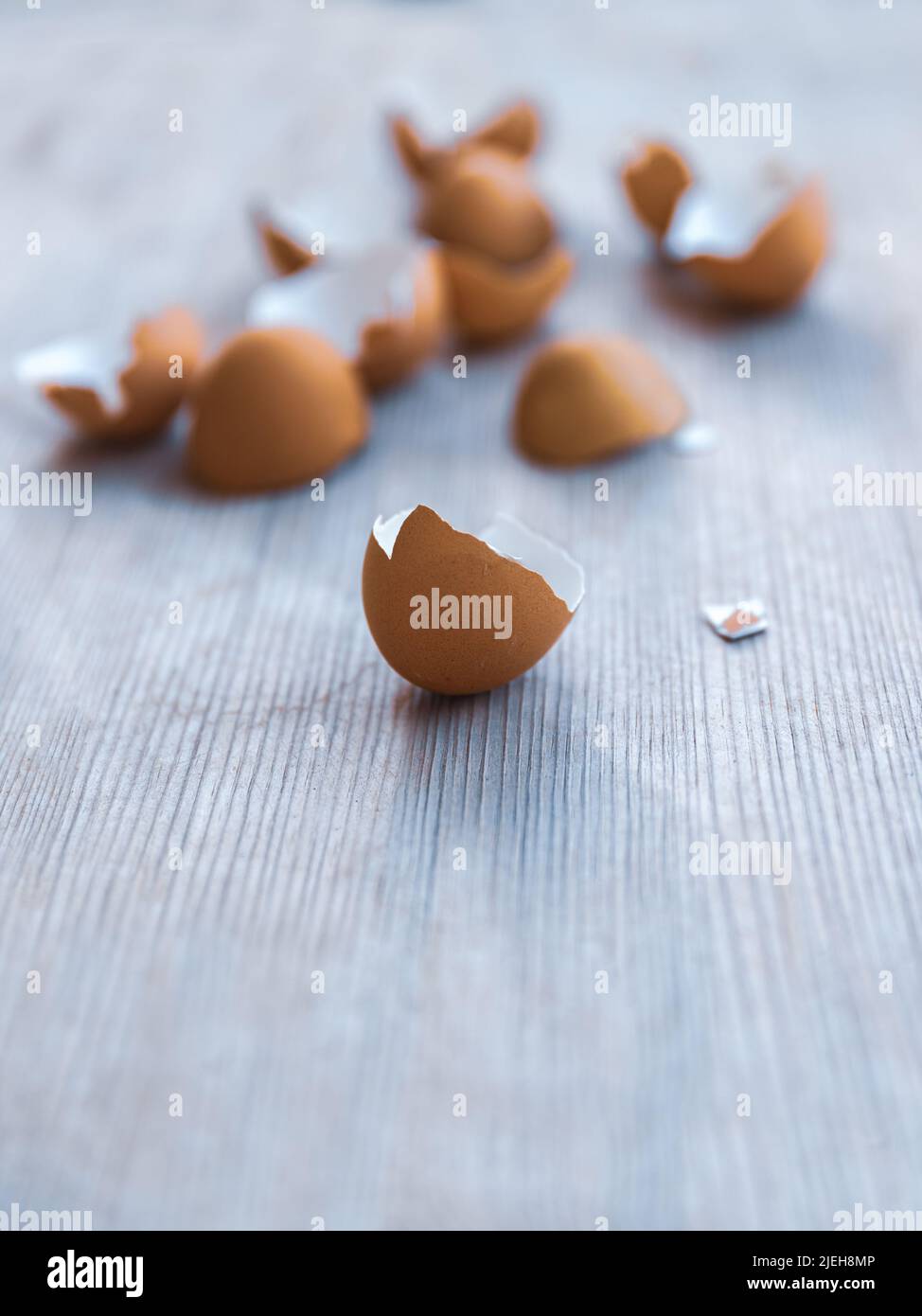 Photo of a Broken Empty Eggs Shell on the Wooden Table in the Kitchen ...