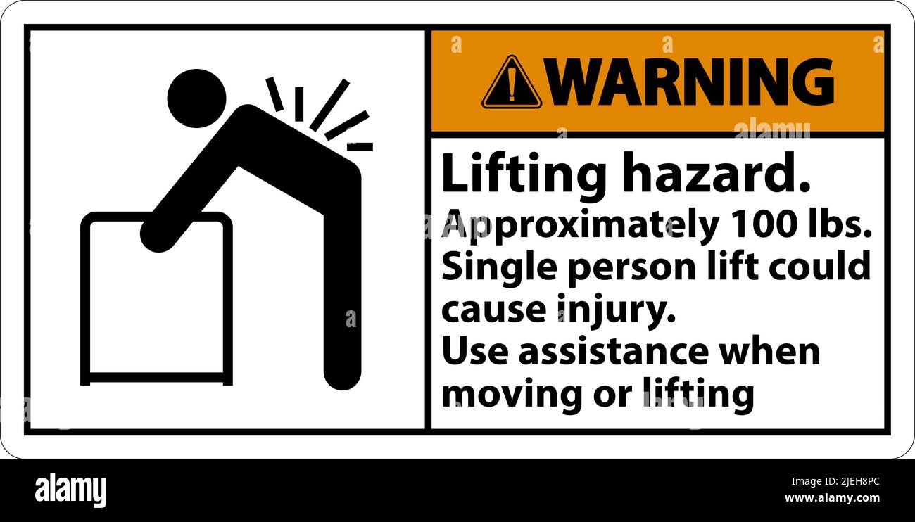Warning Lifting Hazard Use Assistance Label On White Background Stock ...