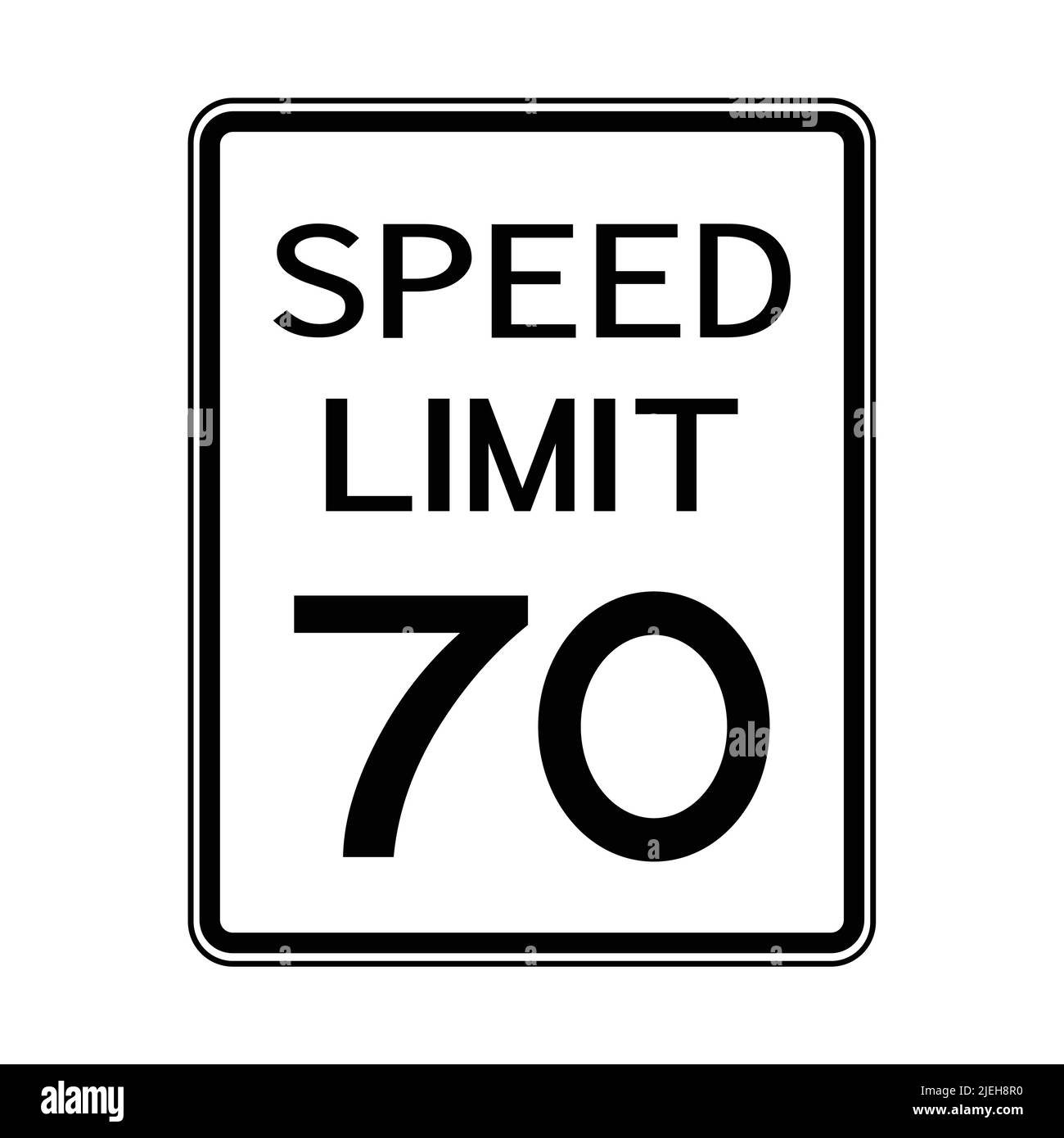 USA Road Traffic Transportation Sign: Speed Limit 70 On White ...
