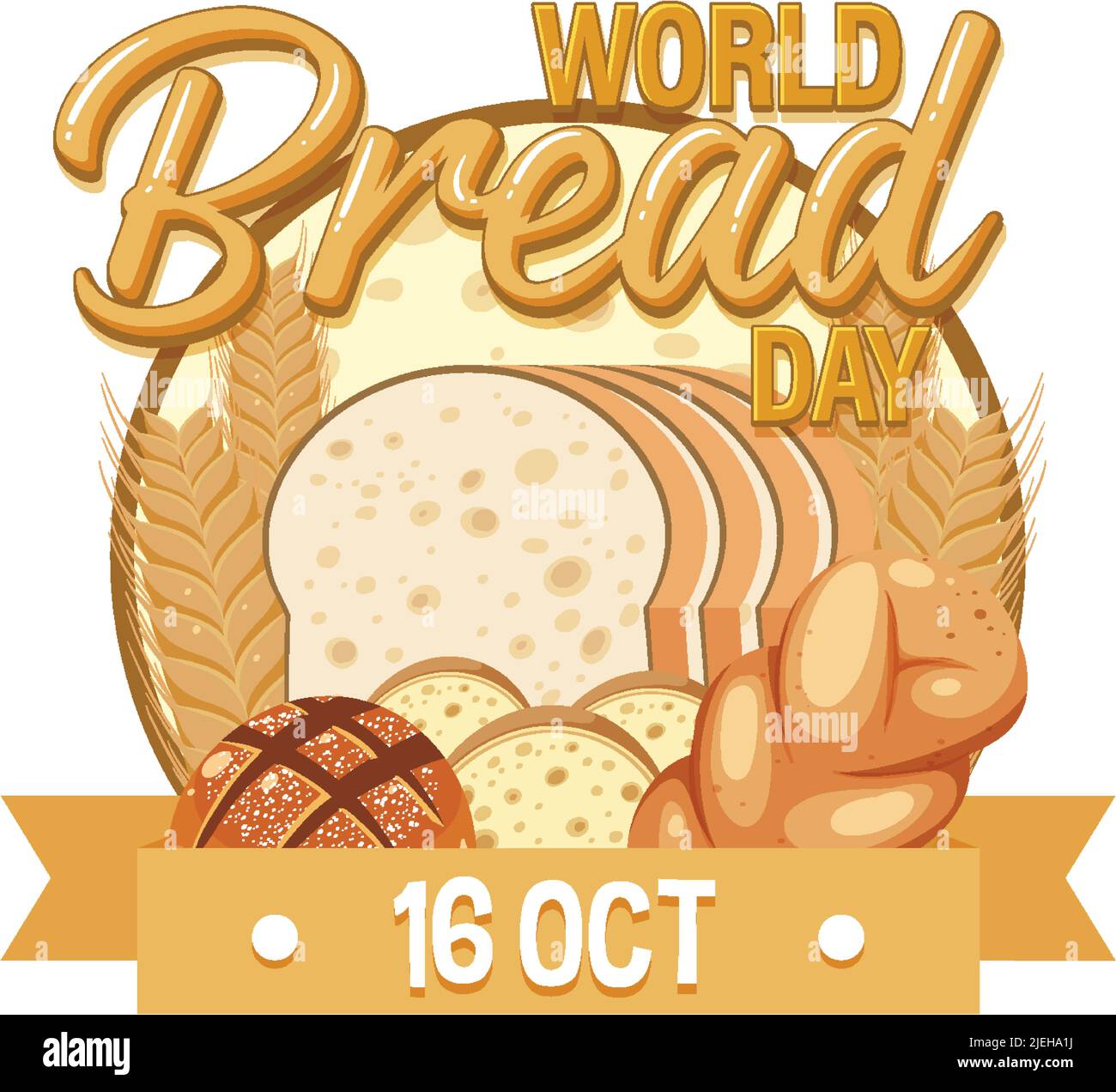 World Bread Day 16 October Logo Design illustration Stock Vector Image ...