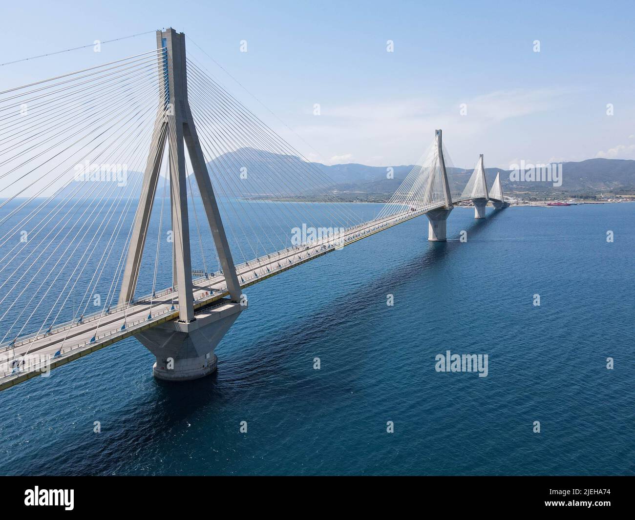 The suspended bridge of Rio near Patras on Greece Stock Photo - Alamy