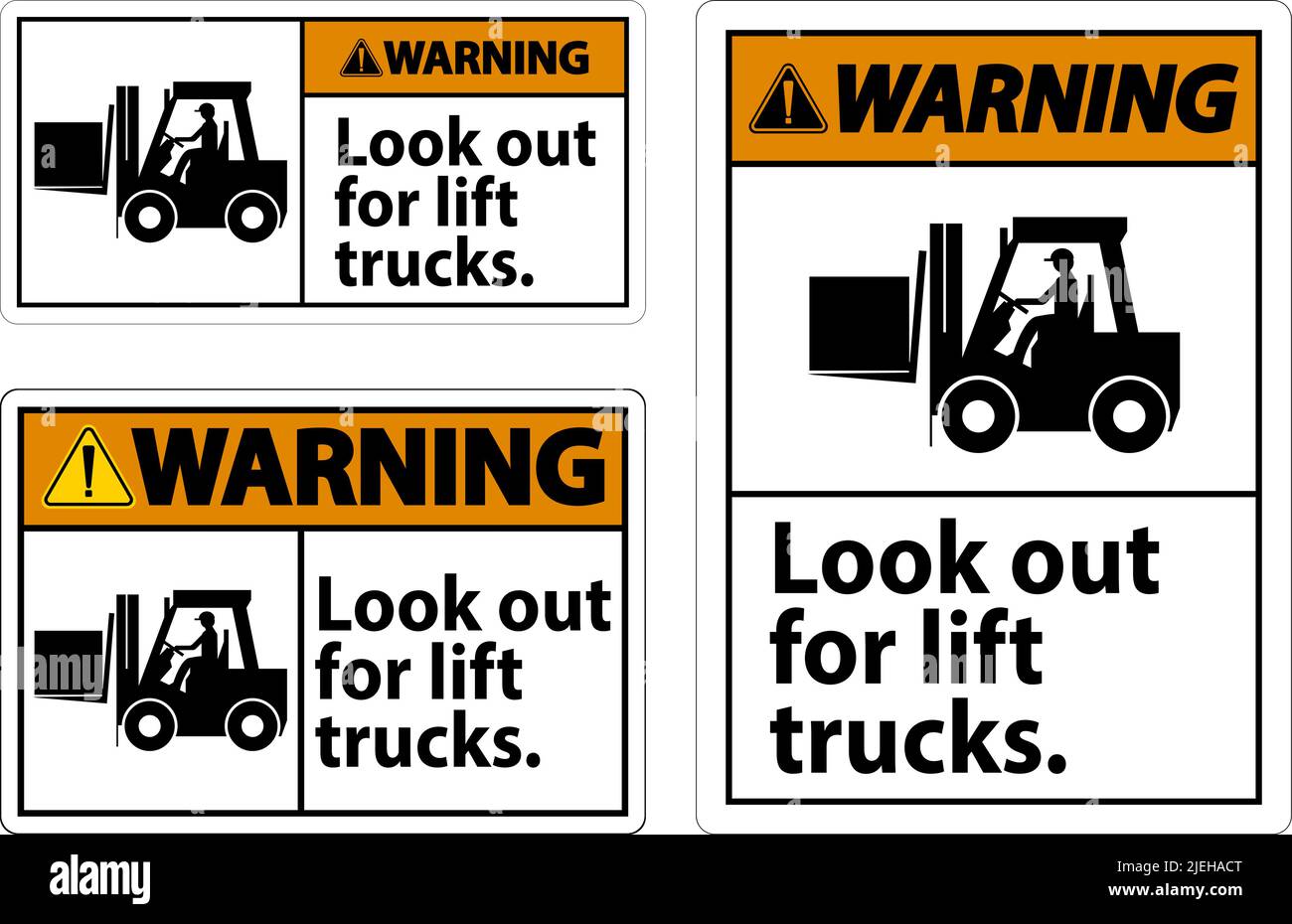 Caution forklift trucks operating sign hi-res stock photography and ...