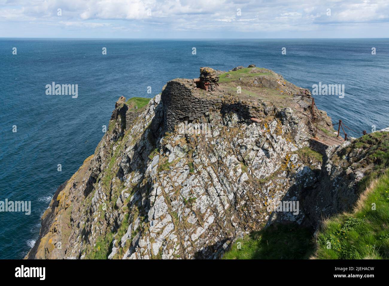 Remains of Fast Head Castle, Berwickshire coast, Scotland Stock Photo ...