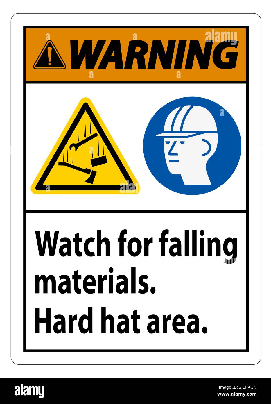 Warning Sign Watch For Falling Materials, Hard Hat Area Stock Vector ...