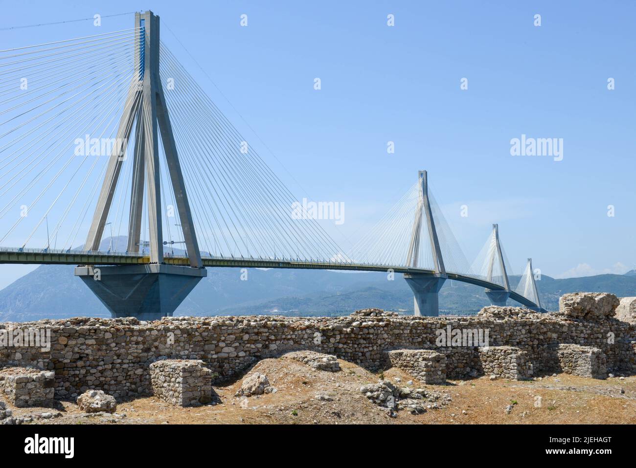 The suspended bridge of Rio near Patras on Greece Stock Photo - Alamy