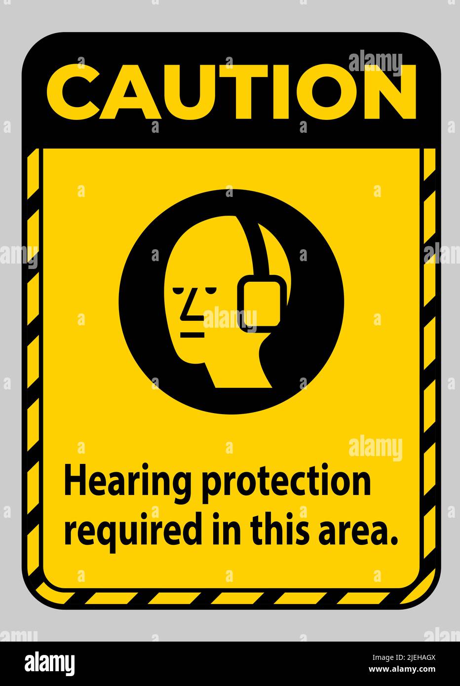 Caution PPE Sign Hearing Protection Required In This Area with Symbol ...
