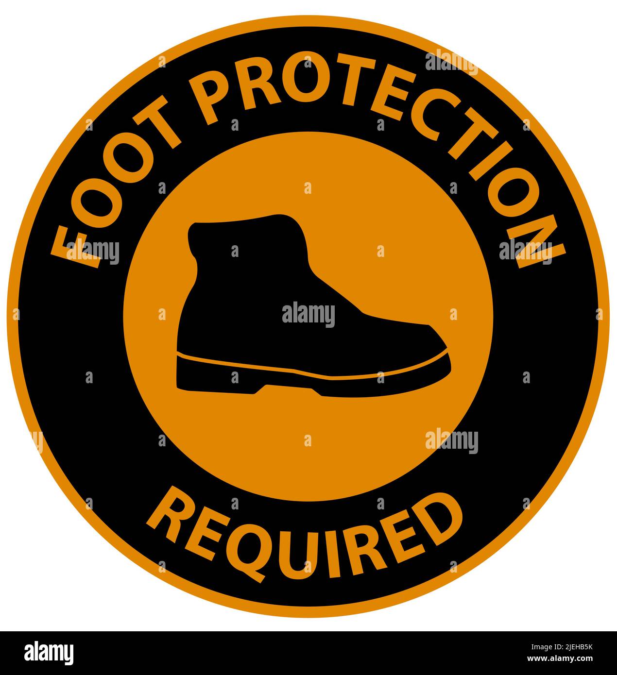 Warning Foot Protection Required Wall Sign on white background Stock ...