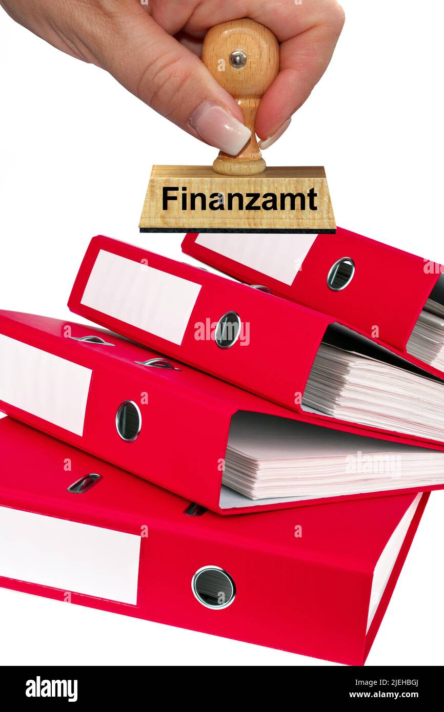 Verschiedene rote Aktenordner, Akten, Geschäftsunterlagen, Archivierung ...