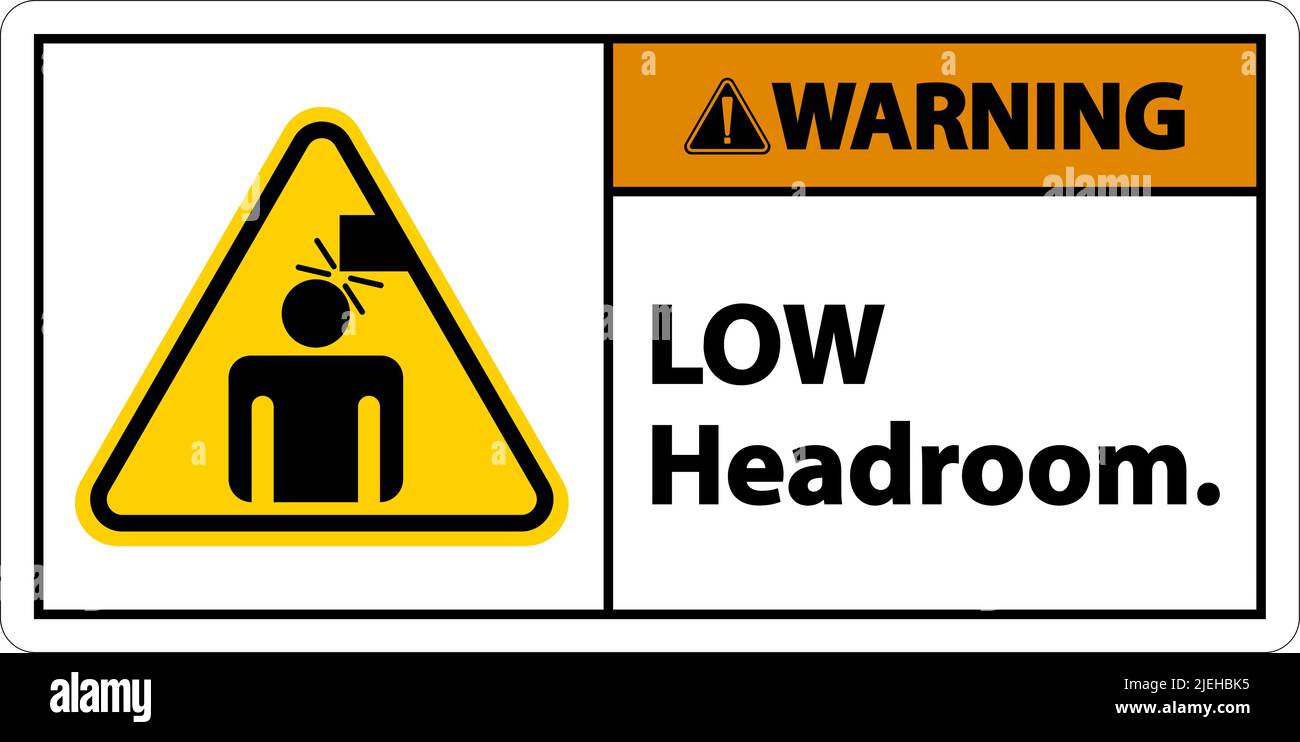 Warning Low Headroom Label Sign On White Background Stock Vector Image ...