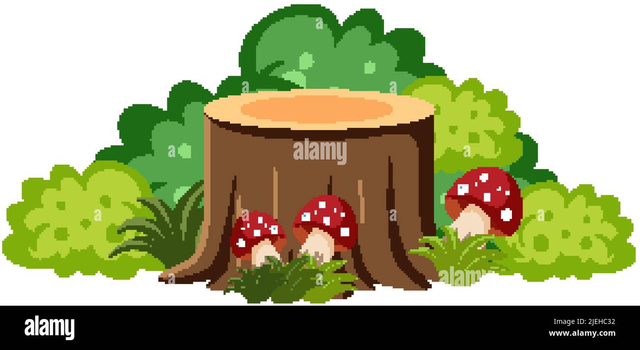 Isolated tree stump on white background illustration Stock Vector Image ...