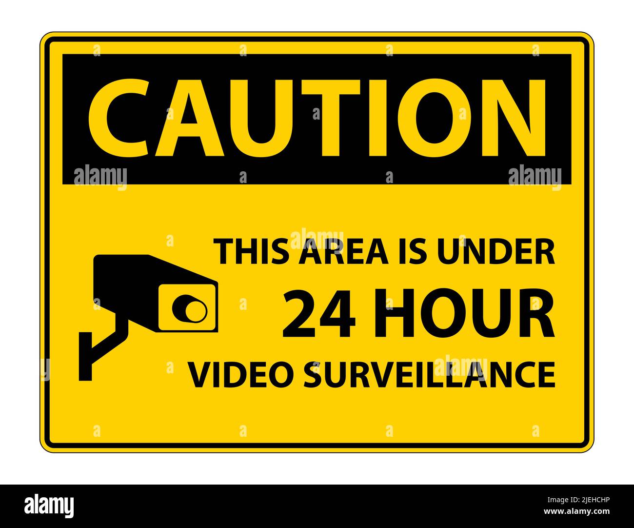 Caution this Area Is Under 24 hour Video Surveillance Symbol Sign ...
