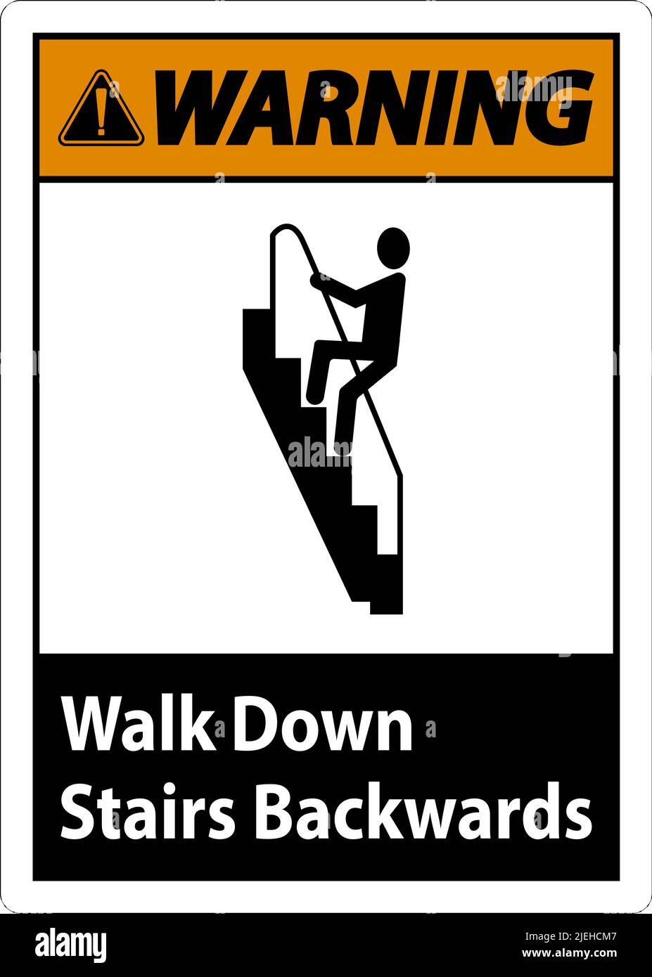 Warning Walk Down Stairs Backwards Sign Stock Vector Image & Art - Alamy