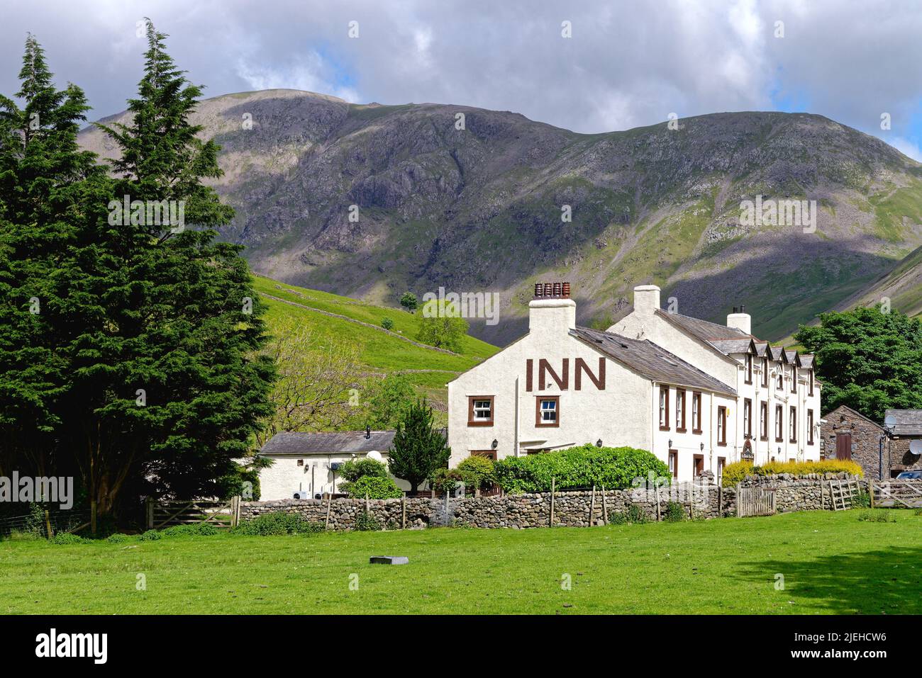 Wasdale Head Inn with Pillar mountain and Mosedale in the background on ...
