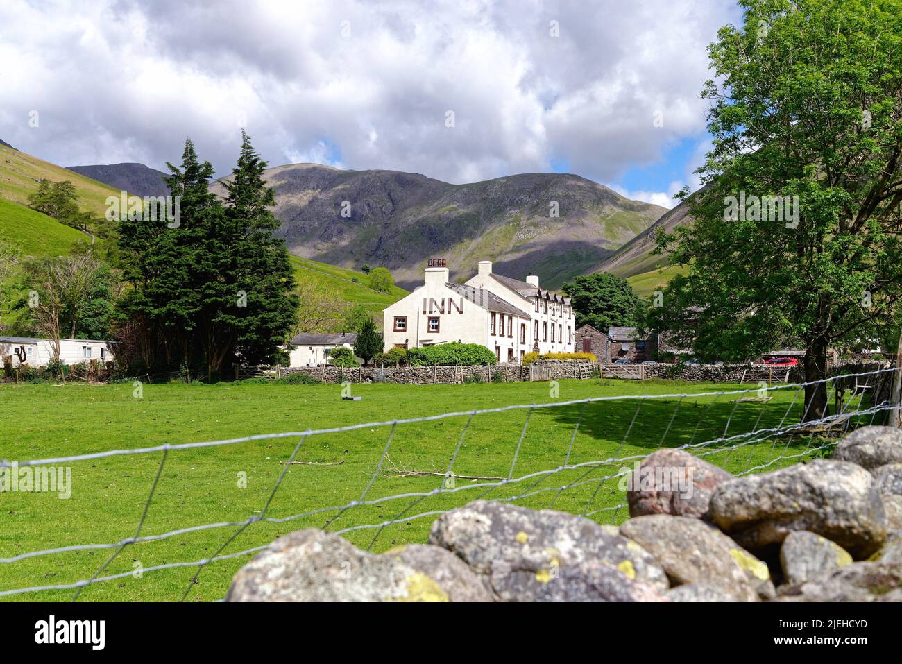Wasdale Head Inn with Pillar mountain and Mosedale in the background on ...