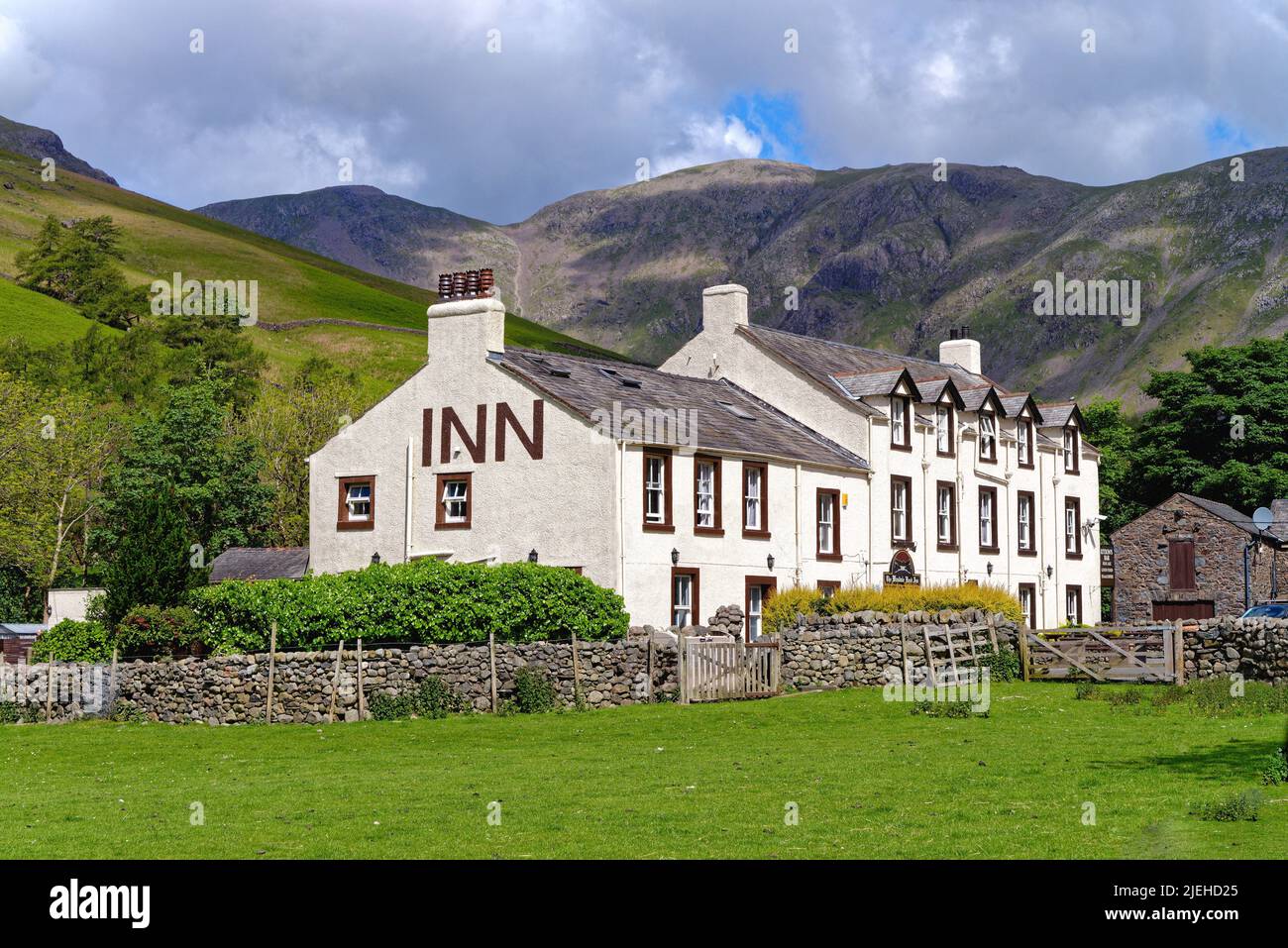 Wasdale Head Inn with Pillar mountain and Mosedale in the background on ...