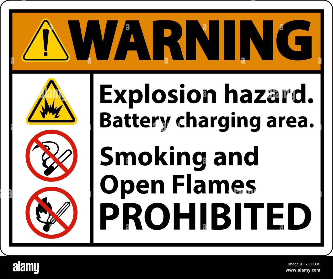 Warning Explosion Hazard Charging Area Sign On White Background Stock ...