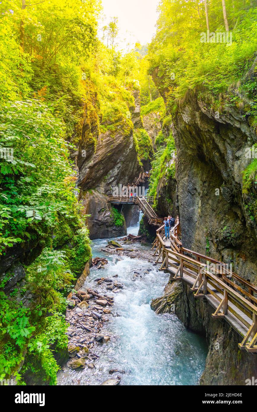 Sigmund Thun Gorge. Cascade valley of wild Kapruner Ache near Kaprun ...