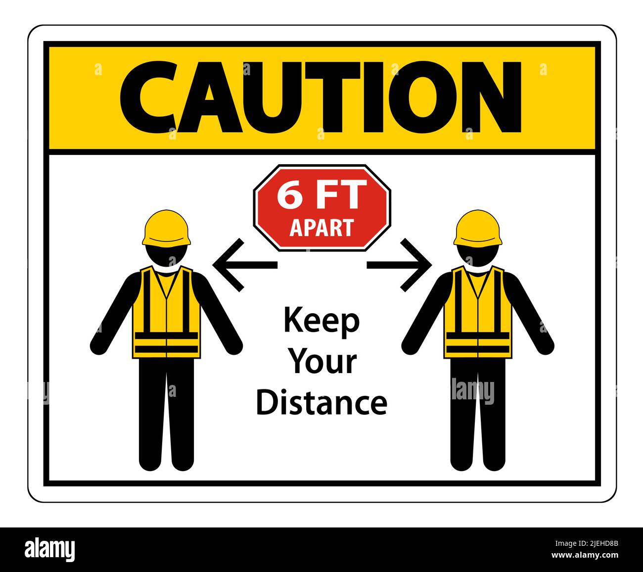 Caution Social Distancing Construction Sign Isolate On White Background ...