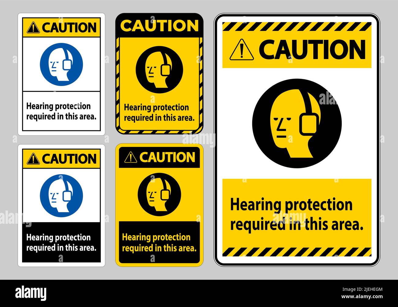 Caution PPE Sign Hearing Protection Required In This Area with Symbol ...