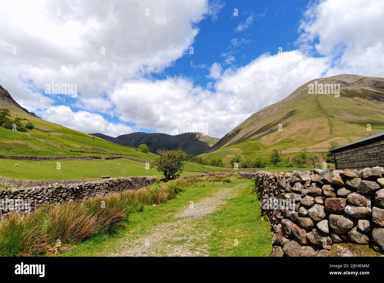 The landscape at Wasdale Head looking towards Kirk Fell and the ...