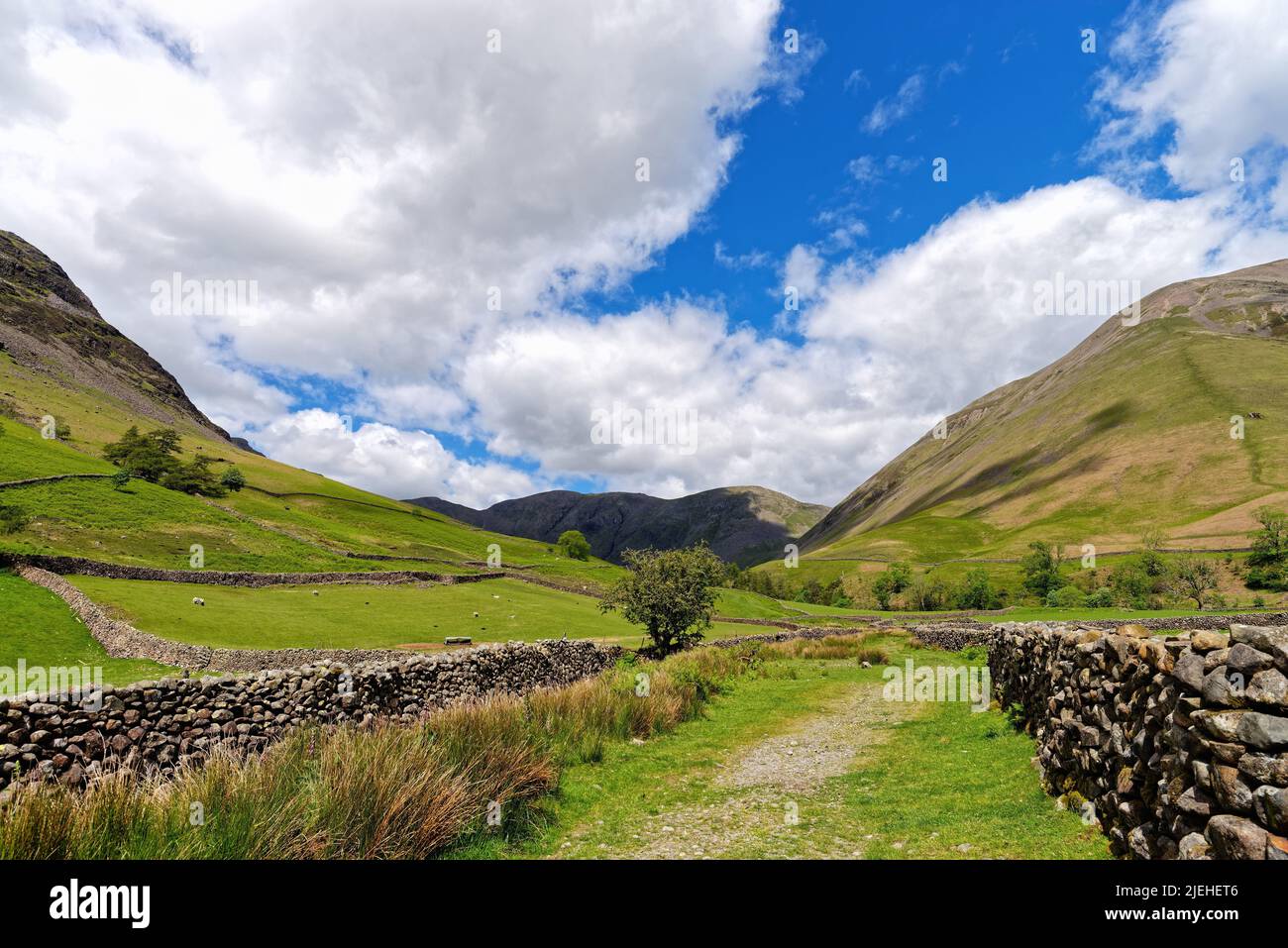 The landscape at Wasdale Head looking towards Kirk Fell and the ...
