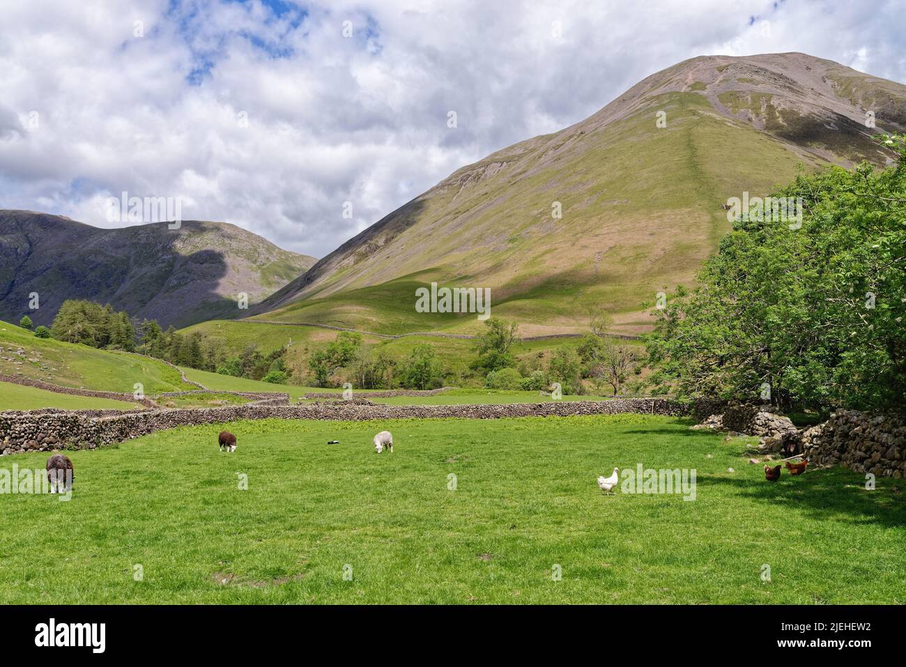 The landscape at Wasdale Head looking towards Kirk Fell and the ...