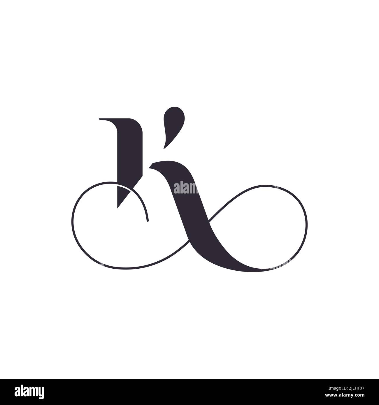 K letter monogram. Elegant luxury K logo. Calligraphic style. Corporate ...