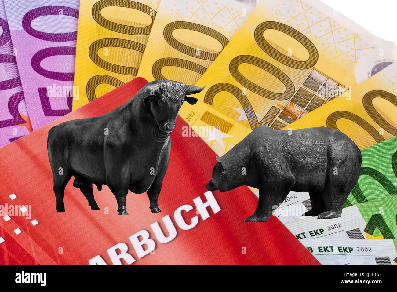 Börse, Aktien, Aktienkurse, Bärenmarkt, fallende Kurse, Bulle und Bär ...
